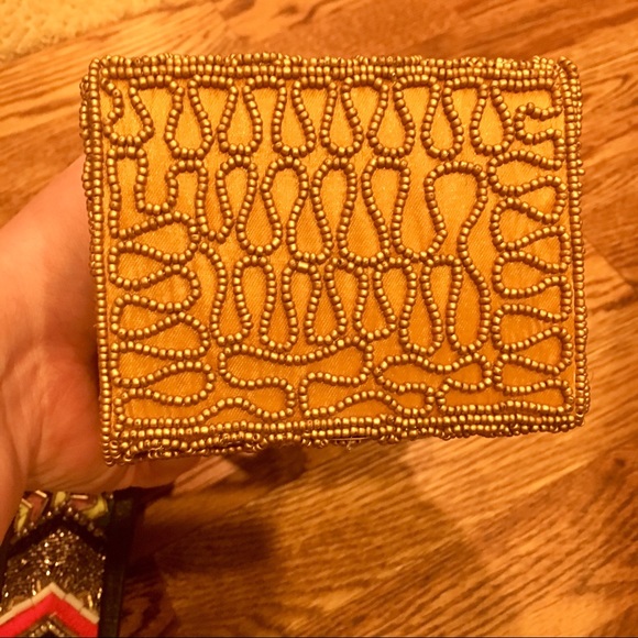 David Jeffery | Bags | David Jeffery Gold Beaded Minaudire Clutch ...